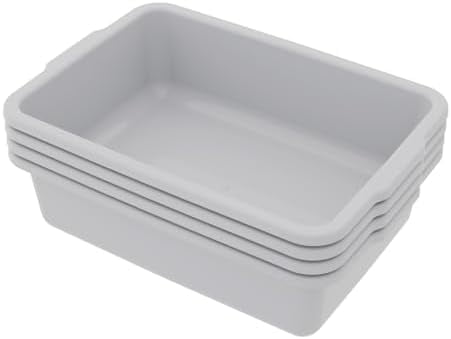 4-Pack 22 L Plastic Bus Tubs Restaurant, Commercial Bus Box Tub, Grey ...