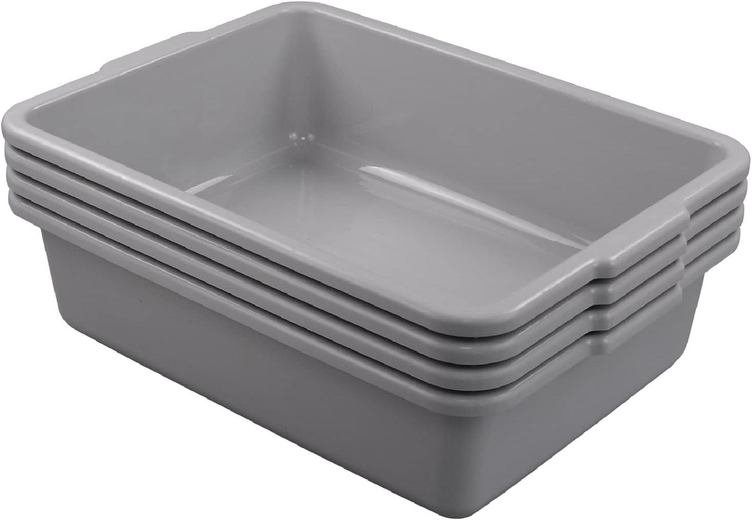 4-Pack 22 Quart Plastic Commercial Bus Tubs, Utility Bus Tote Box, Gray ...