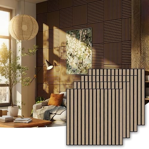 4-Pack 23.6 x 23.6in Wood Slat Acoustic Sound Panels - Soundproof Noise ...