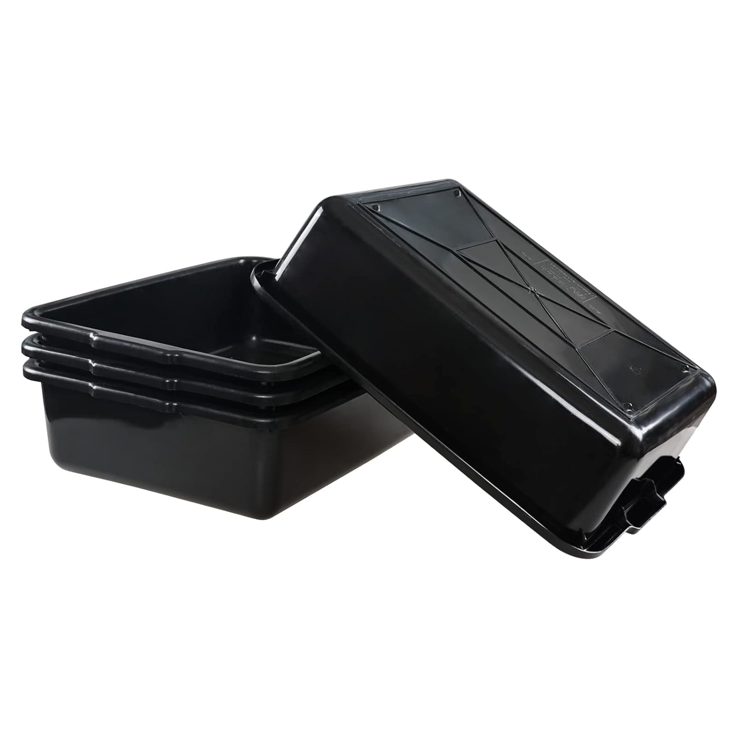 4-Pack 23 L Plastic Bus Box, Black Commercial Utility Bus Box Tub ...