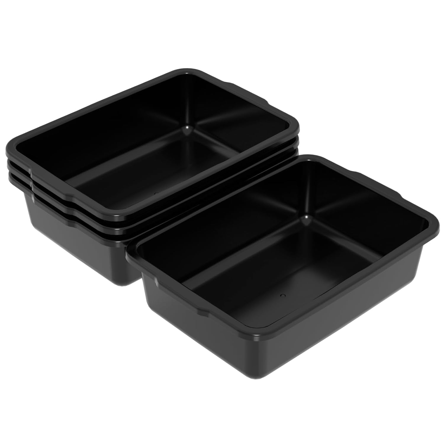 4-Pack 23 L Plastic Commercial Bus Box, Utility Bus Tubs, Black ...