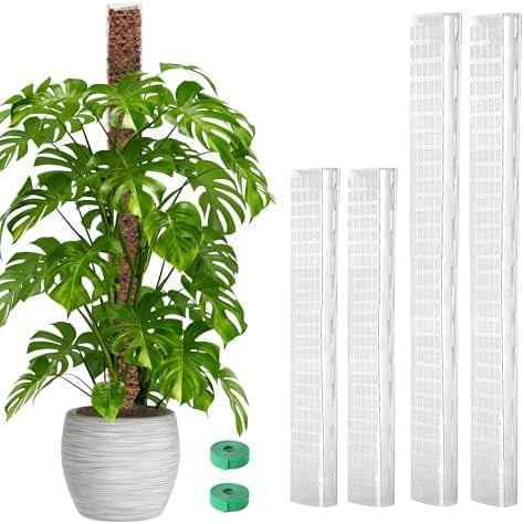 4 Pack 24" x2 + 36" x2 Plastic Moss Pole for Monstera, Large D Shaped ...