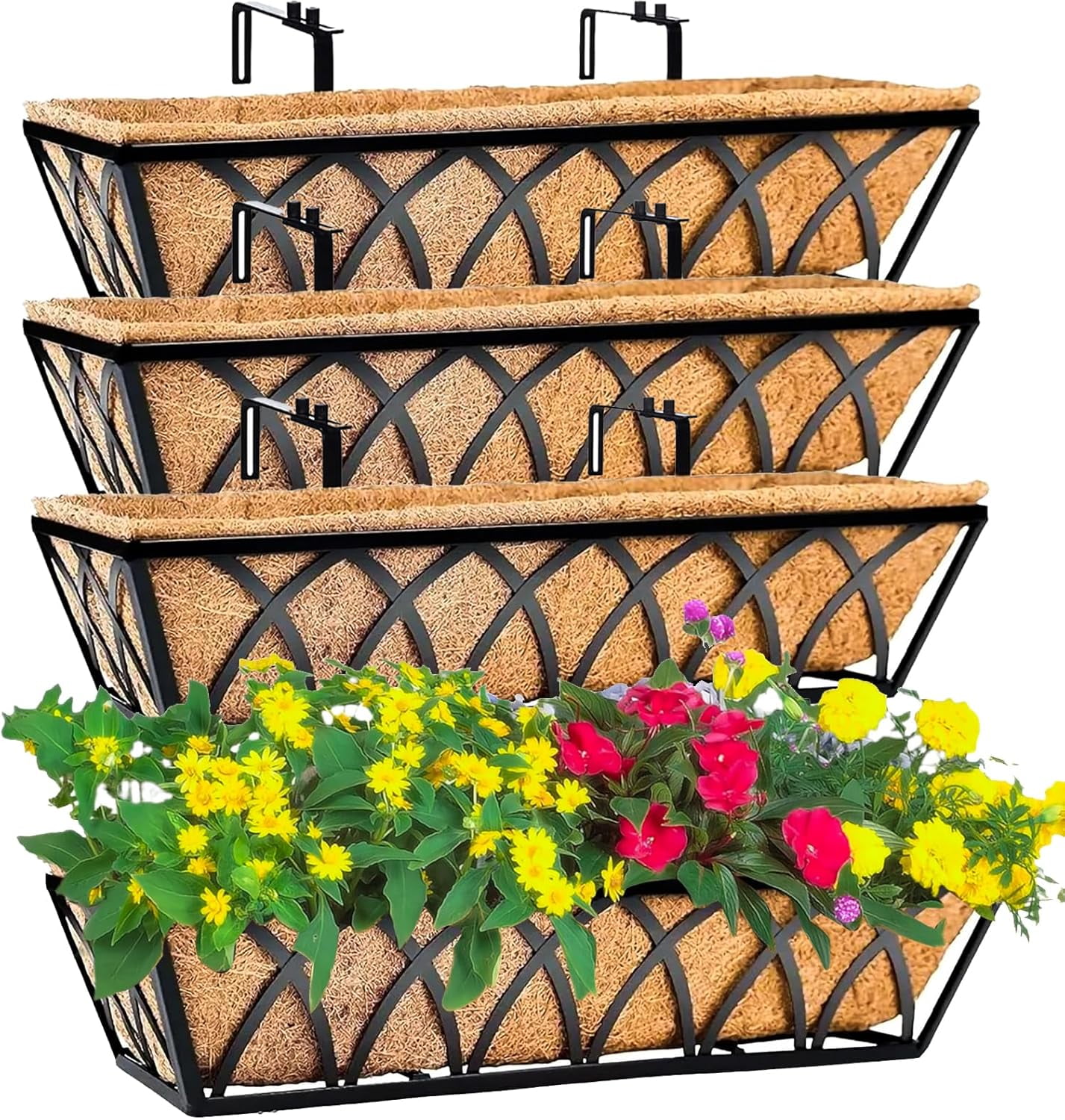 4 Pack 24 Inch Flat Railing Planter Window Box Horse Trough Planter ...