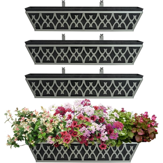 4 Pack 24 Inch Window Boxes Planters with Adjustable Brackets and Non ...