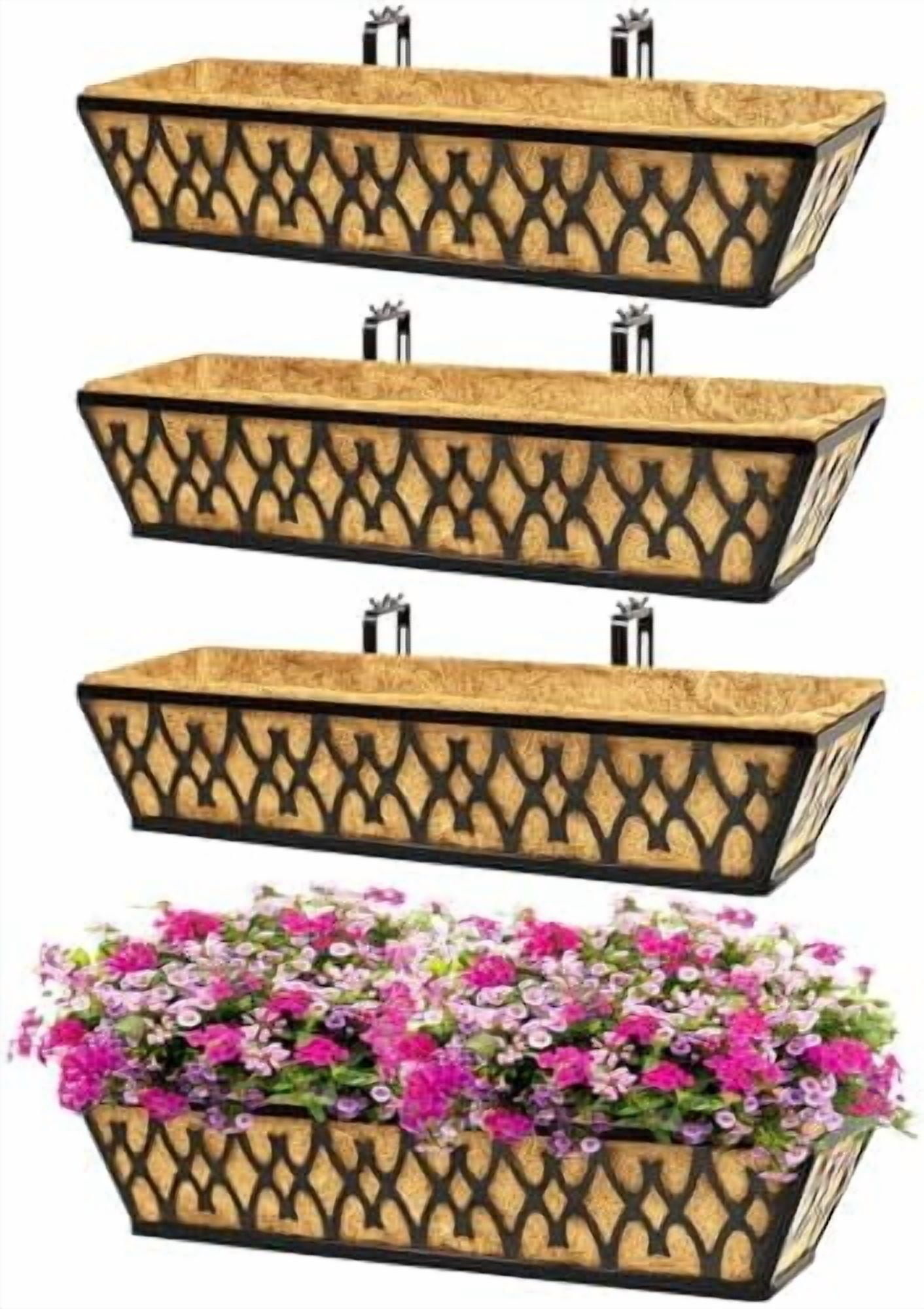 4 Pack 24 Inch Window Boxes Planters for Outdoor Plants Railing Planter ...