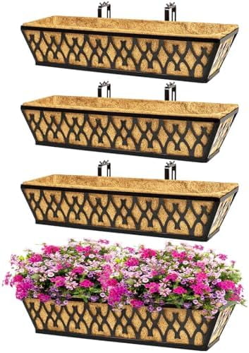 4 Pack 24 Inch Window Boxes Planters for Outdoor Plants Railing Planter ...