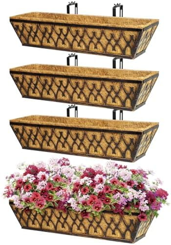 4 Pack 24 Inch Window Boxes Planters Railing Planter Box with ...