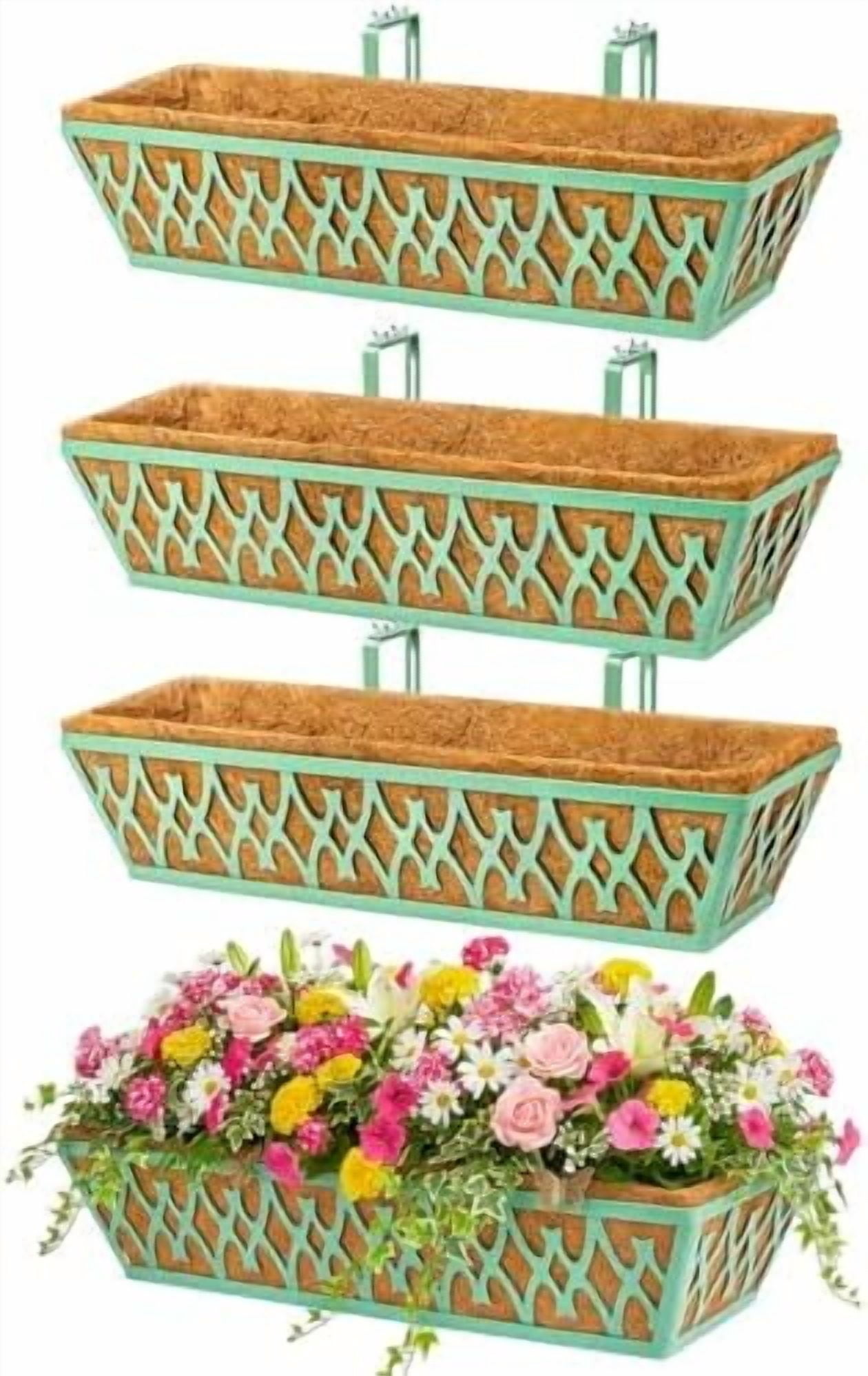 4 Pack 24 Inch Window Boxes Planters Railing Planter Box with ...