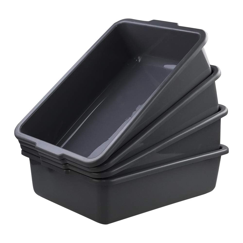 4-Pack 24 L Gray Large Plastic Bus Box, Commercial Bus Tubs - Walmart.com