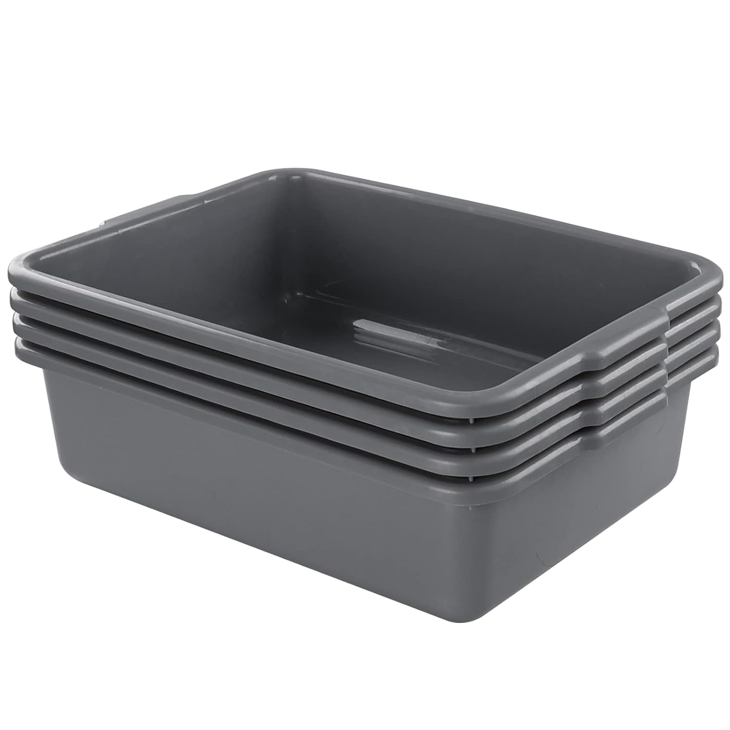 4-Pack 25 L Commercial Bus Box/Tote Box, Plastic Utility Bus Tub, Grey ...