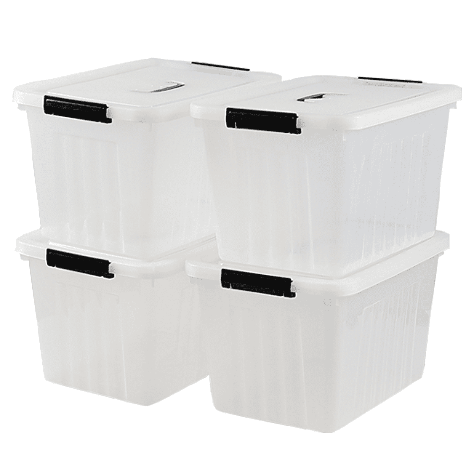 4 Pack 25 L Plastic Latching Container Bin, Clear Lidded Storage Box ...