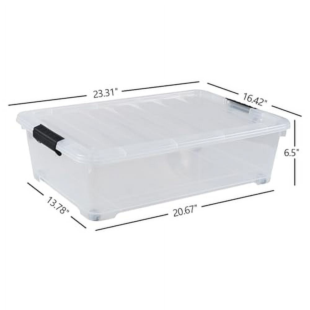 4-Pack 25 Quart Under Bed Plastic Storage Bins, Clear Under Bed Storage ...