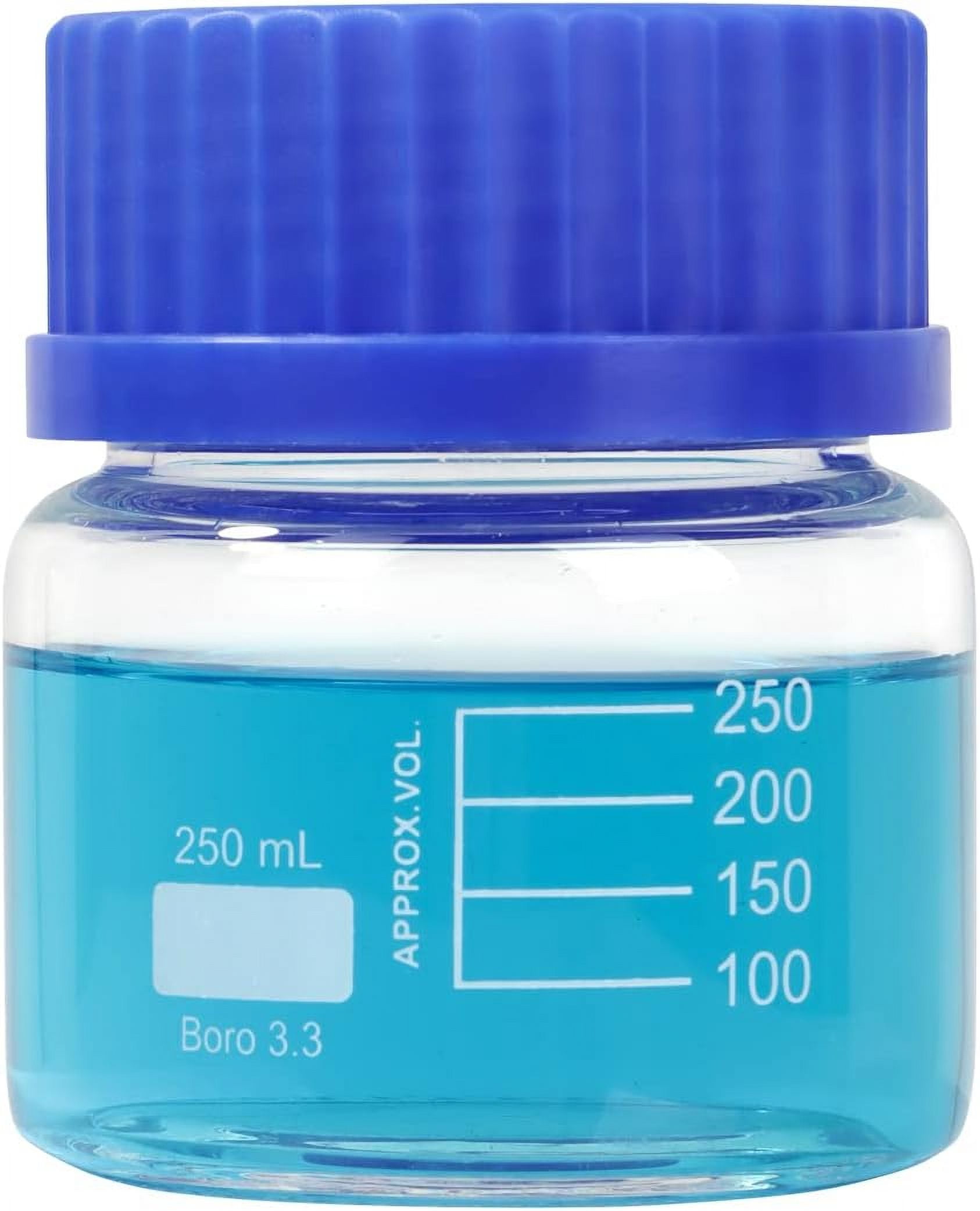 4 Pack 250ml Borosilicate Glass Wide Mouth Graduated Round Reagent ...