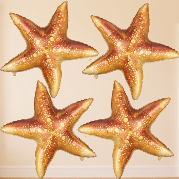 4 Pack 26-Inch Starfish Foil Balloons for Mermaid Beach Party Decor ...