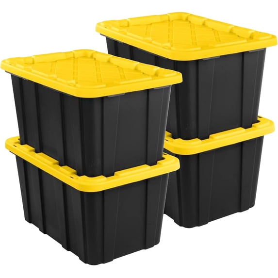 4-Pack 27 Gallon Industrial Storage Tote, Heavy-Duty Plastic Bins ...