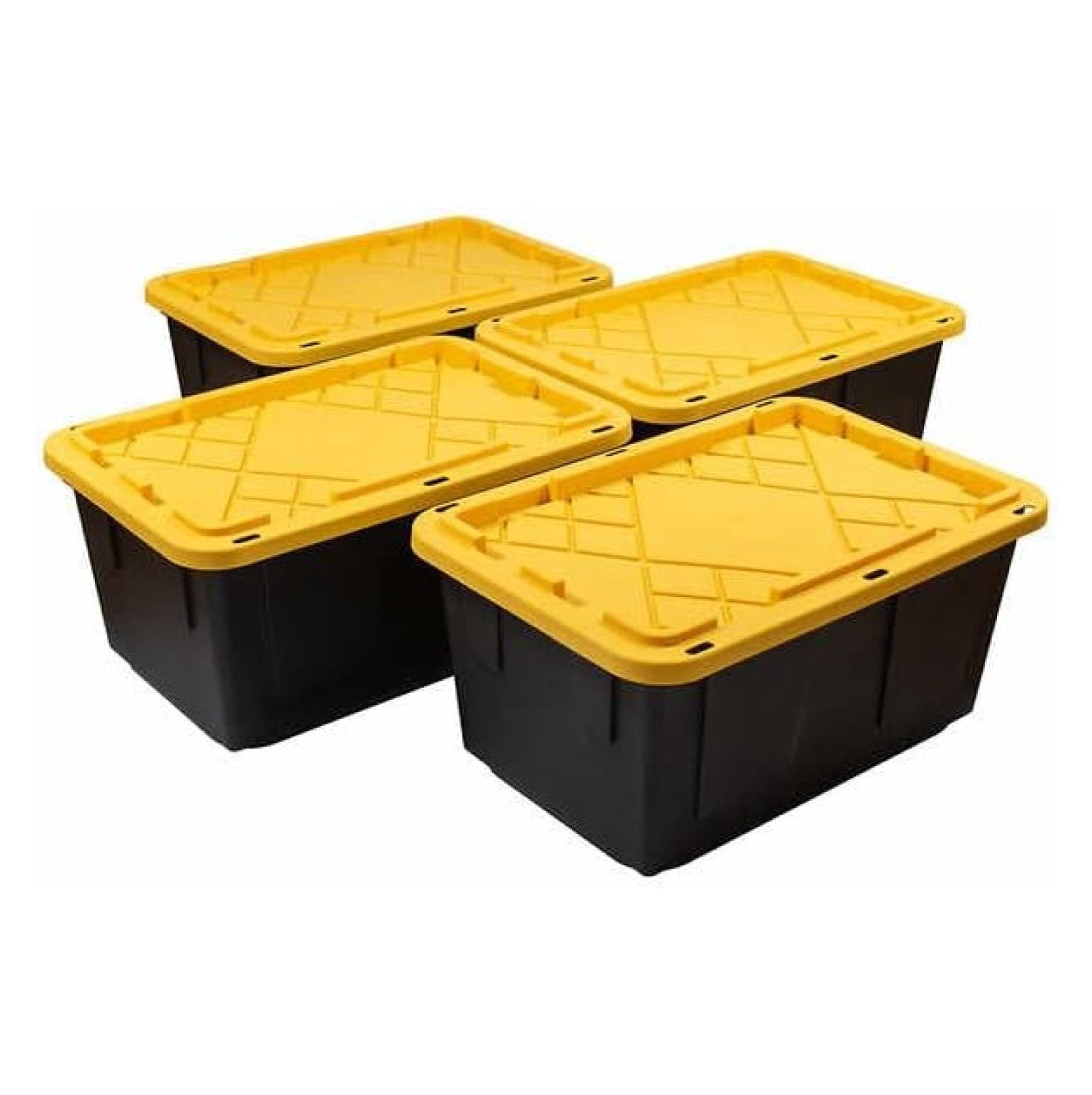 (4 Pack) 27 Gallon Stackable Storage Container With Lid - Black and ...