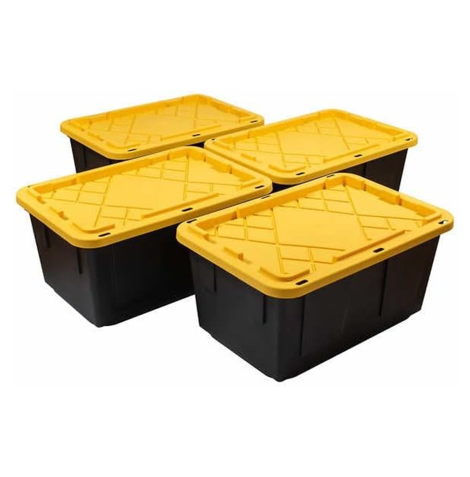 (4 Pack) 27 Gallon Stackable Storage Container With Lid - Black and ...