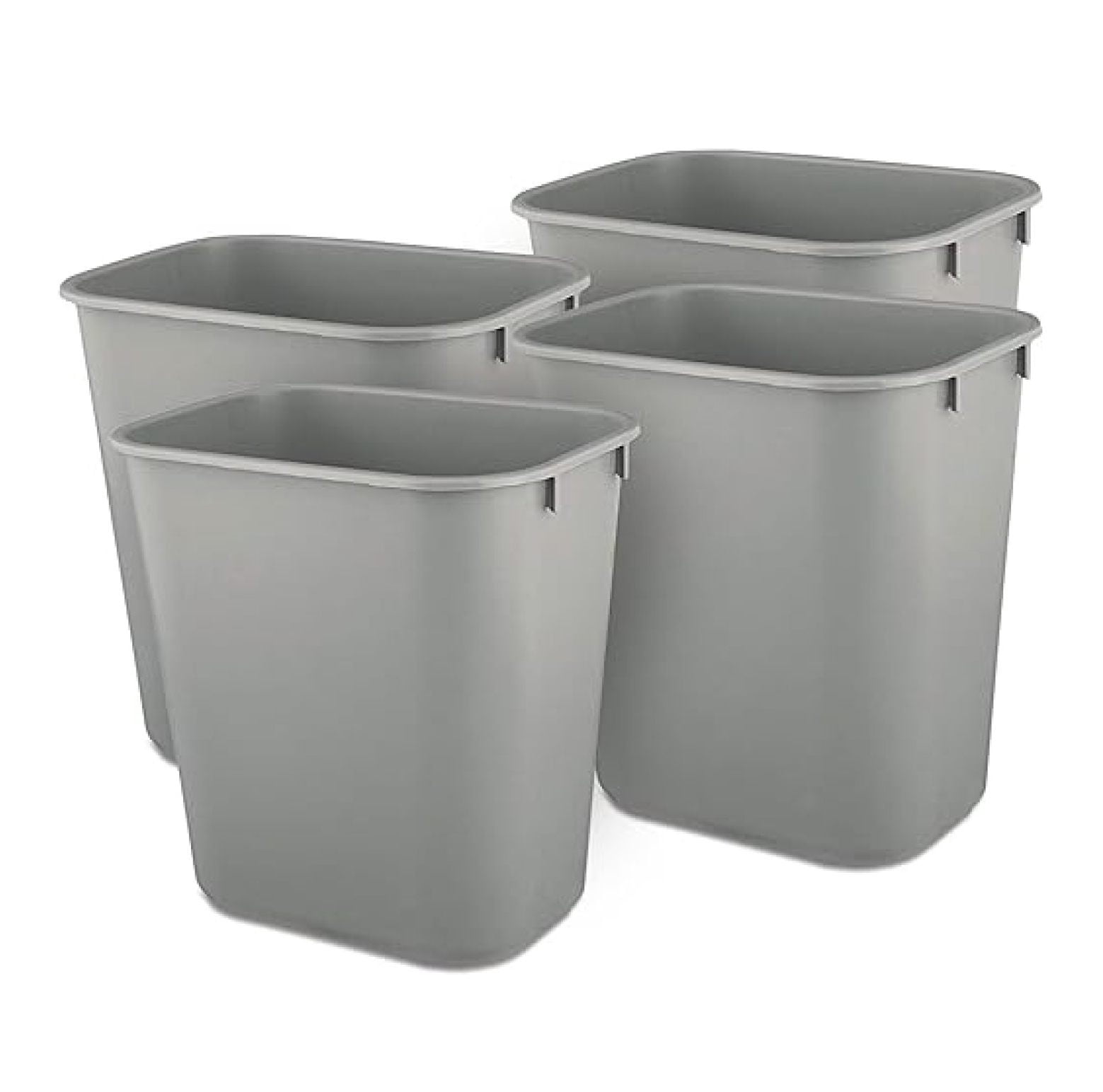 4 Pack 2955GRA Deskside Plastic Wastebasket, Rectangular, 3 1/2 gal ...
