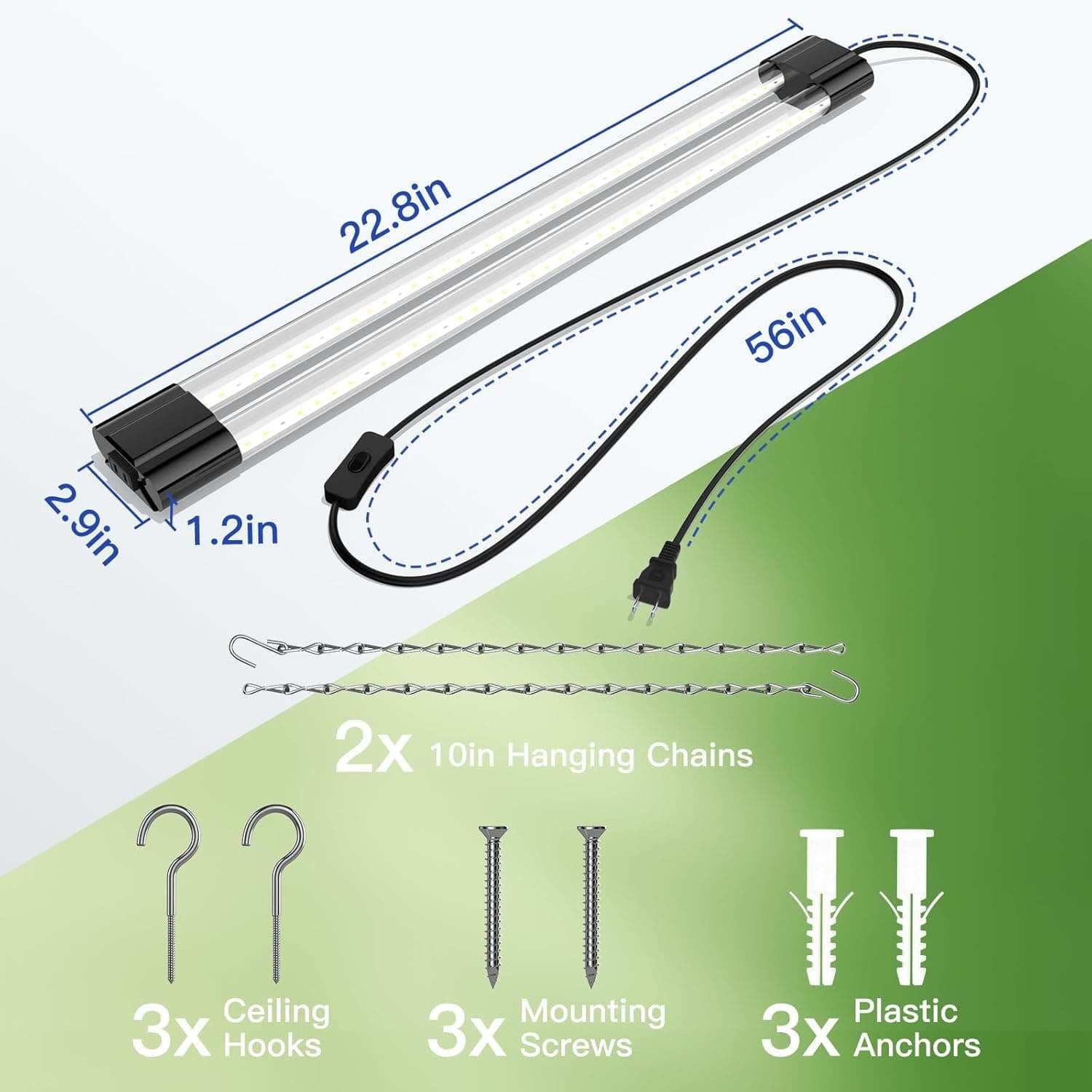4 Pack 2ft LED Grow Light with Mechanical Outlet Timer, 80W (4x20W ...