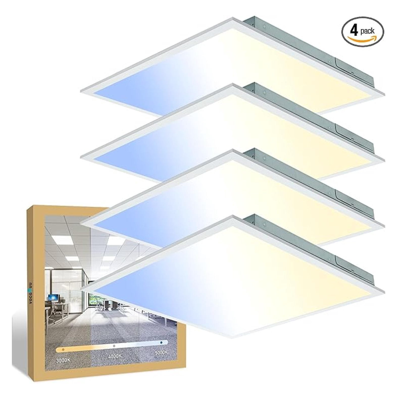4-Pack 2x2 LED Flat Panel Light Drop Ceiling, 0-10V Dimmable, 3CCT ...