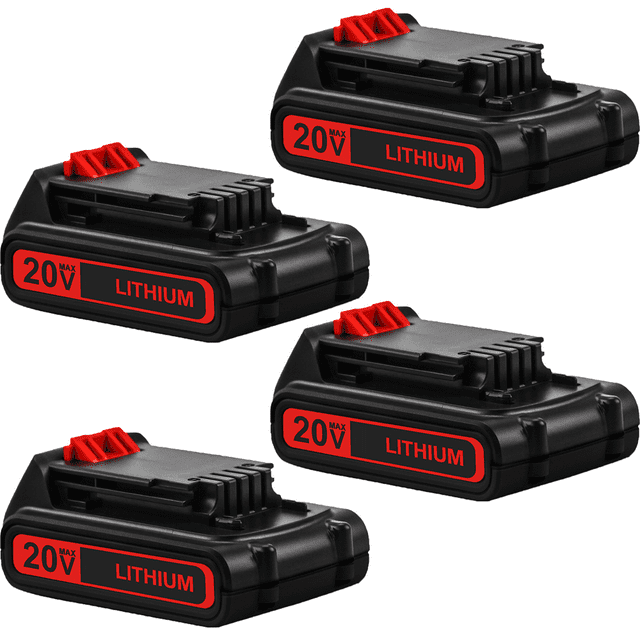 4-Pack 3.0Ah LBXR20 Replacement for Black and Decker 20V Lithium ...