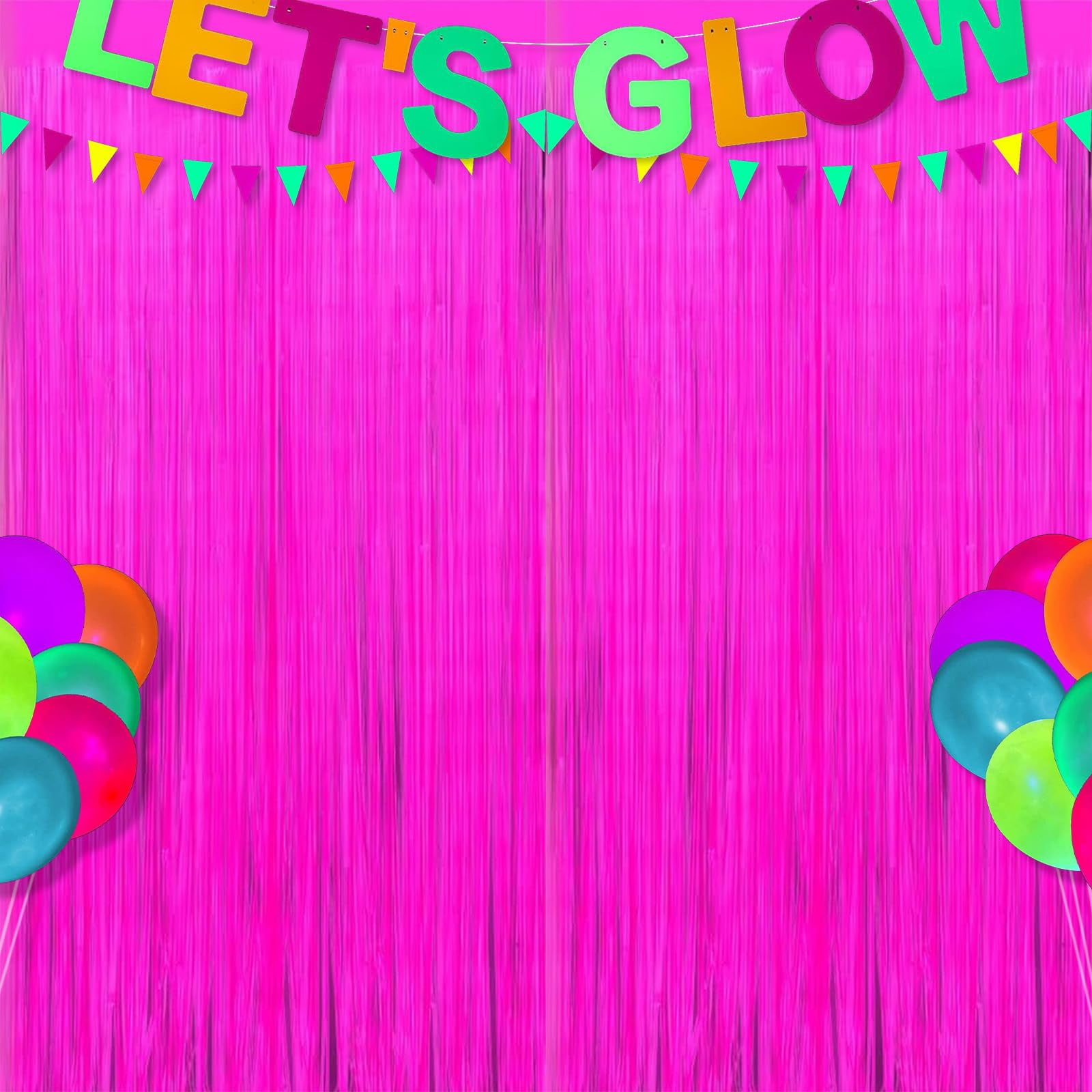 4 Pack 3.3ftEGSC x 6.6ft Macaron Fuchsia Foil Fringe Neon Party ...