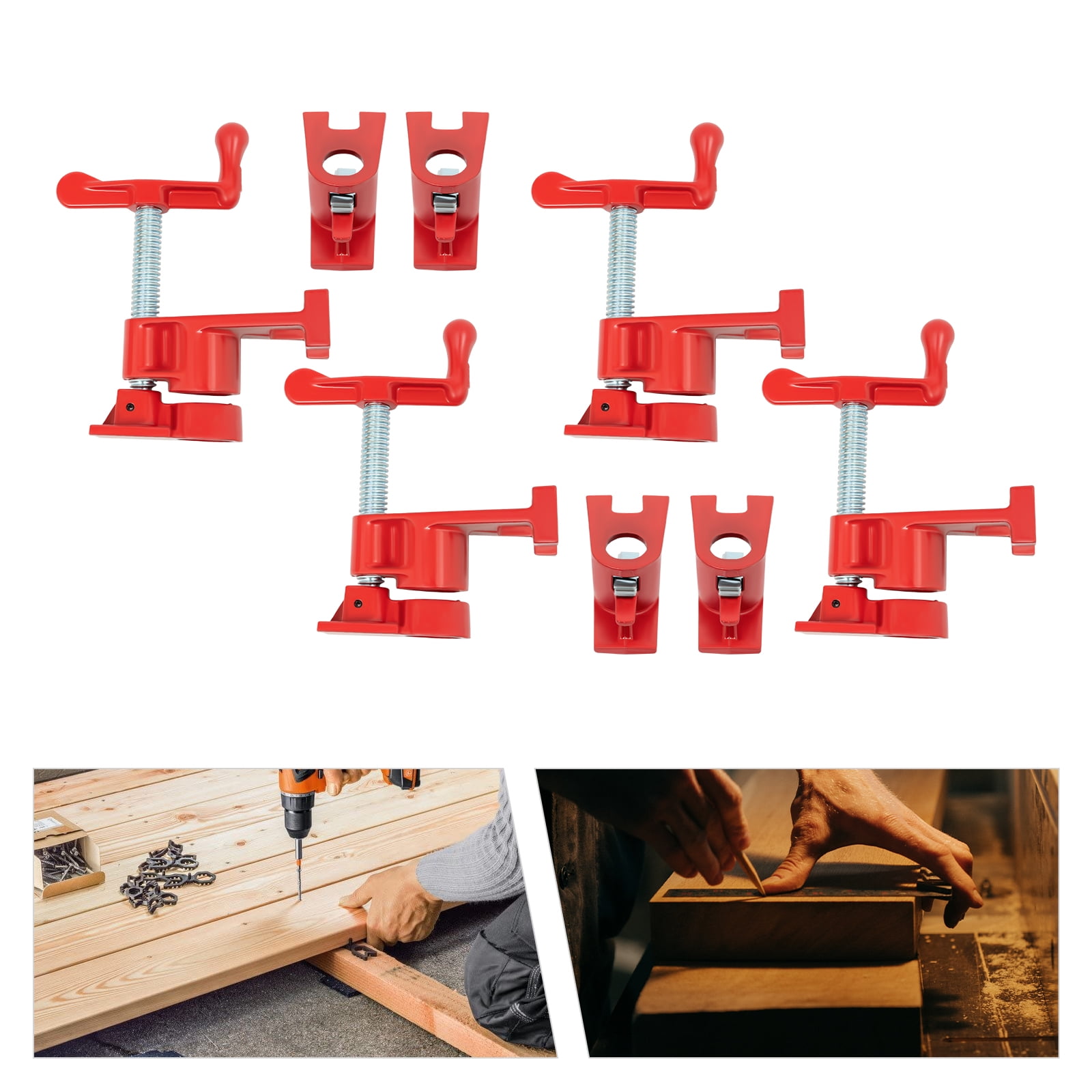 4 Pack 3/4" Wood Gluing Pipe Clamp Set PRO Woodworking Cast Iron Heavy ...