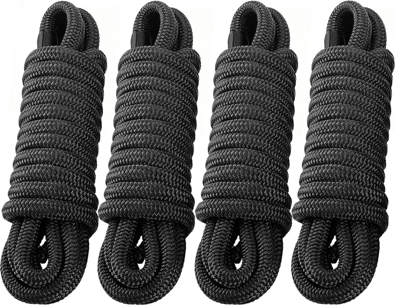 4 Pack 3/4" x 25' Dock Lines - Marine Grade Nylon Boat Rope with 15 ...