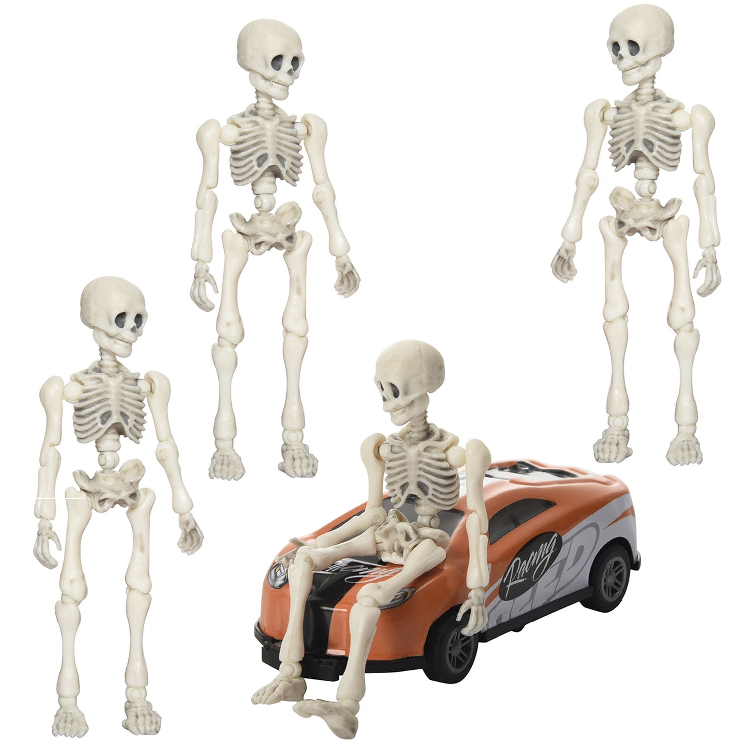 4-Pack 3.5 Inch Poseable Skeleton Figures with Movable Joints, Mini ...