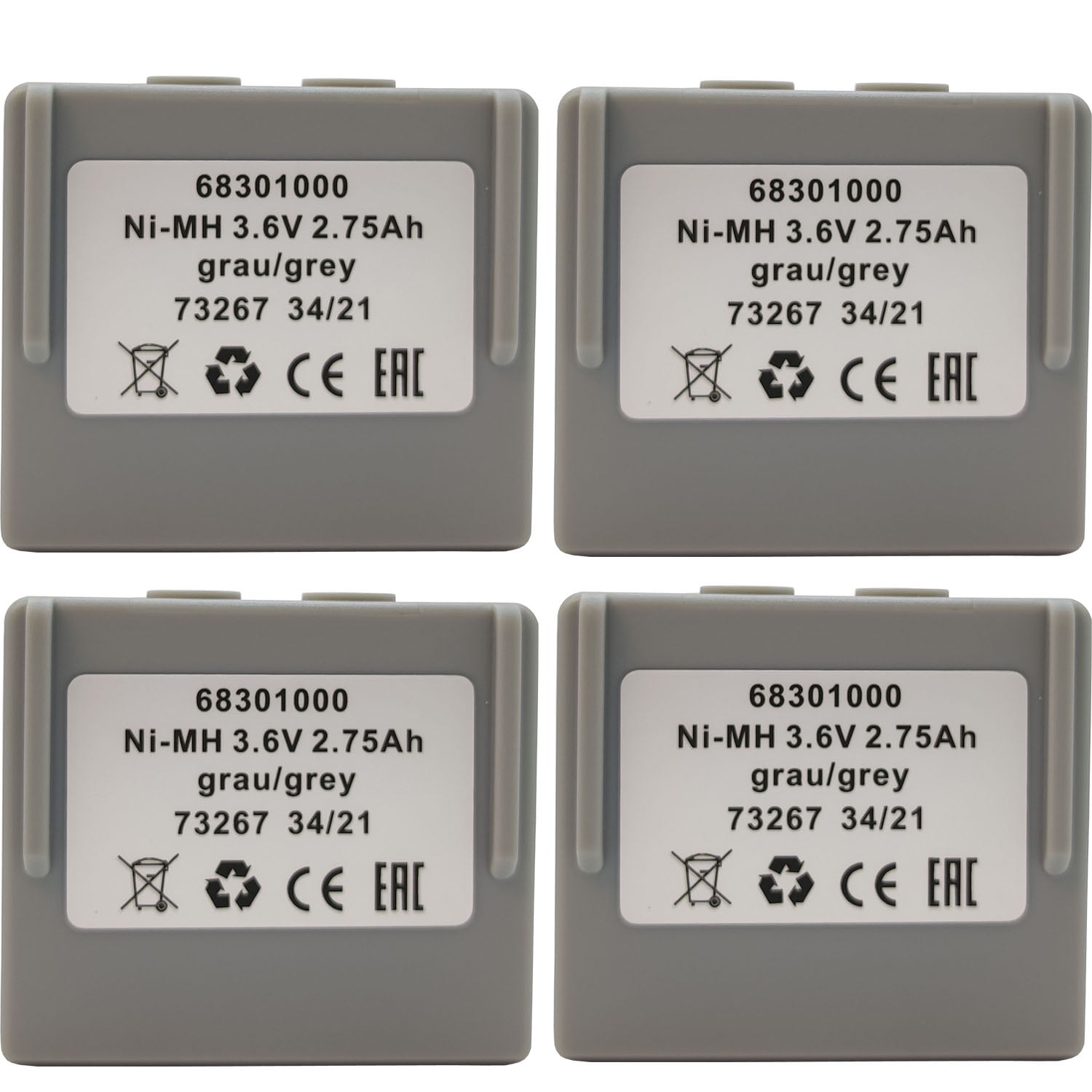 4-Pack 3.6V 2750mAh 68301000 68300900 Battery Ni-MH Rechargeable for ...