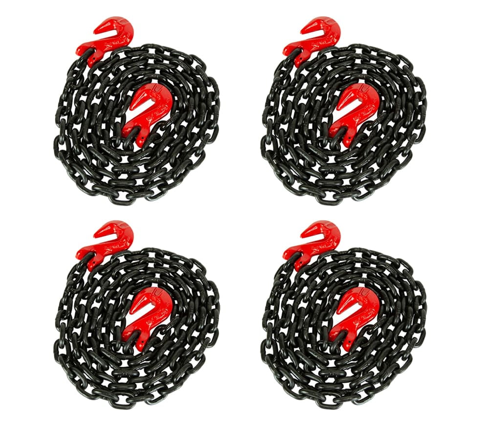 (4 Pack) 3/8 Inch x 20 FT G80 Black Transport Binder Chain with Clevis ...