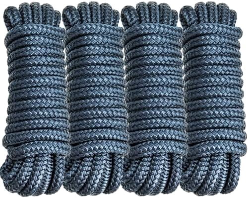 4 Pack 3/8" x 15’ Boat Dock Lines for Boat & Pontoon, Premium Marine ...