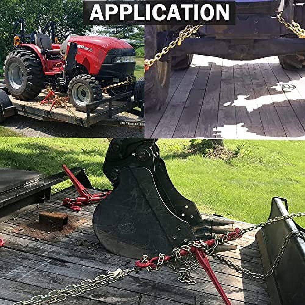 4 Pack 3/8" x 20' G70 Welded Steel Tow Chain Binder Tie Down Binder ...