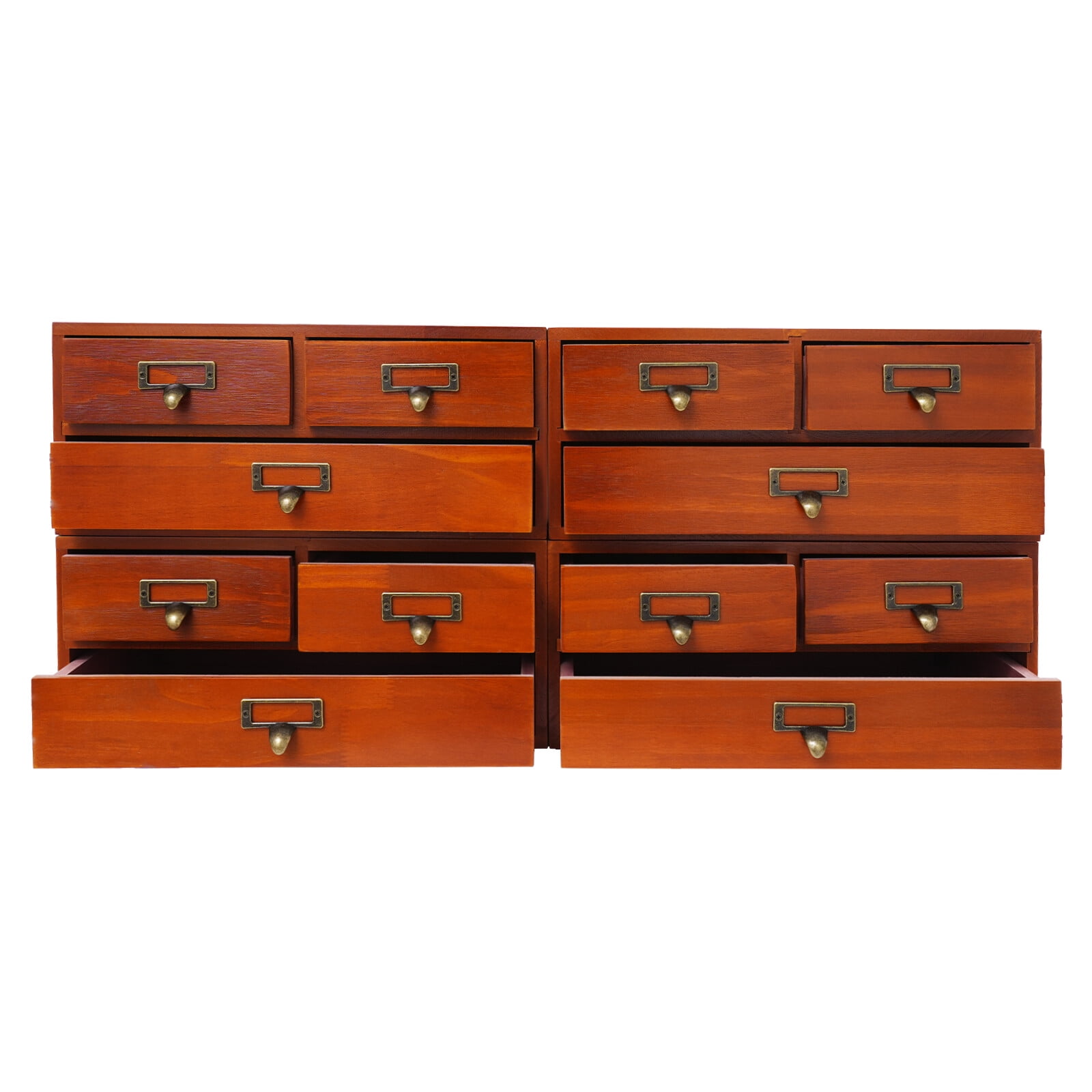 4 Pack 3 Drawer Wooden Desktop Organizer Drawer Storage Box For ...