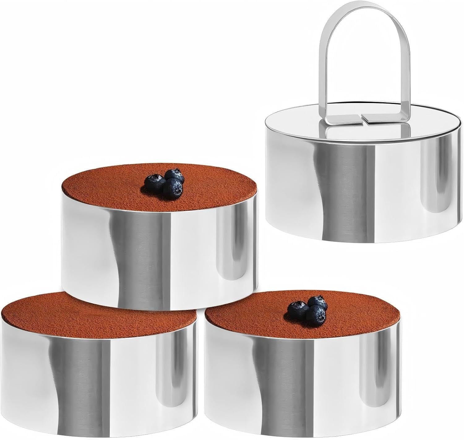 4-Pack 3 Inch Stainless Steel Baking Ring Molds with Pusher ...
