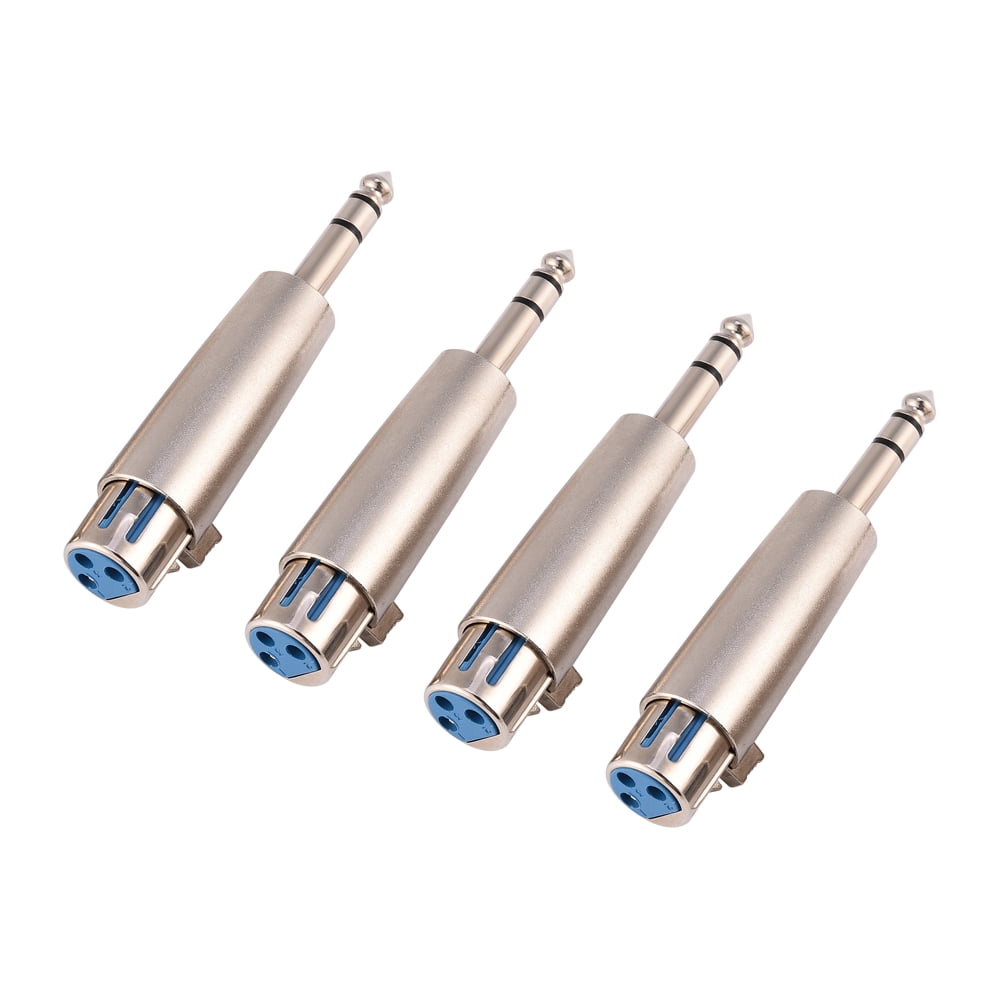 4-Pack 3-Pin XLR Female to 6.35mm Stereo 1/4" Plug Audio Microphone ...