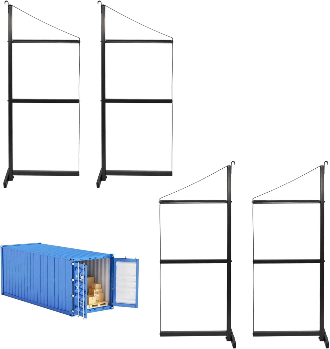 4 Pack of 3 Tier Shipping Container Shelving Storage Bracket ...