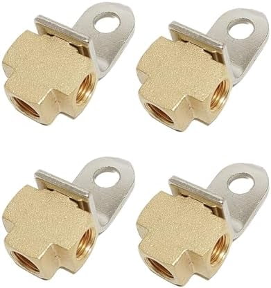 4 Pack 3-Way Female Brake Line Tee for 3/16" Tube, Brass Inverted Flare ...