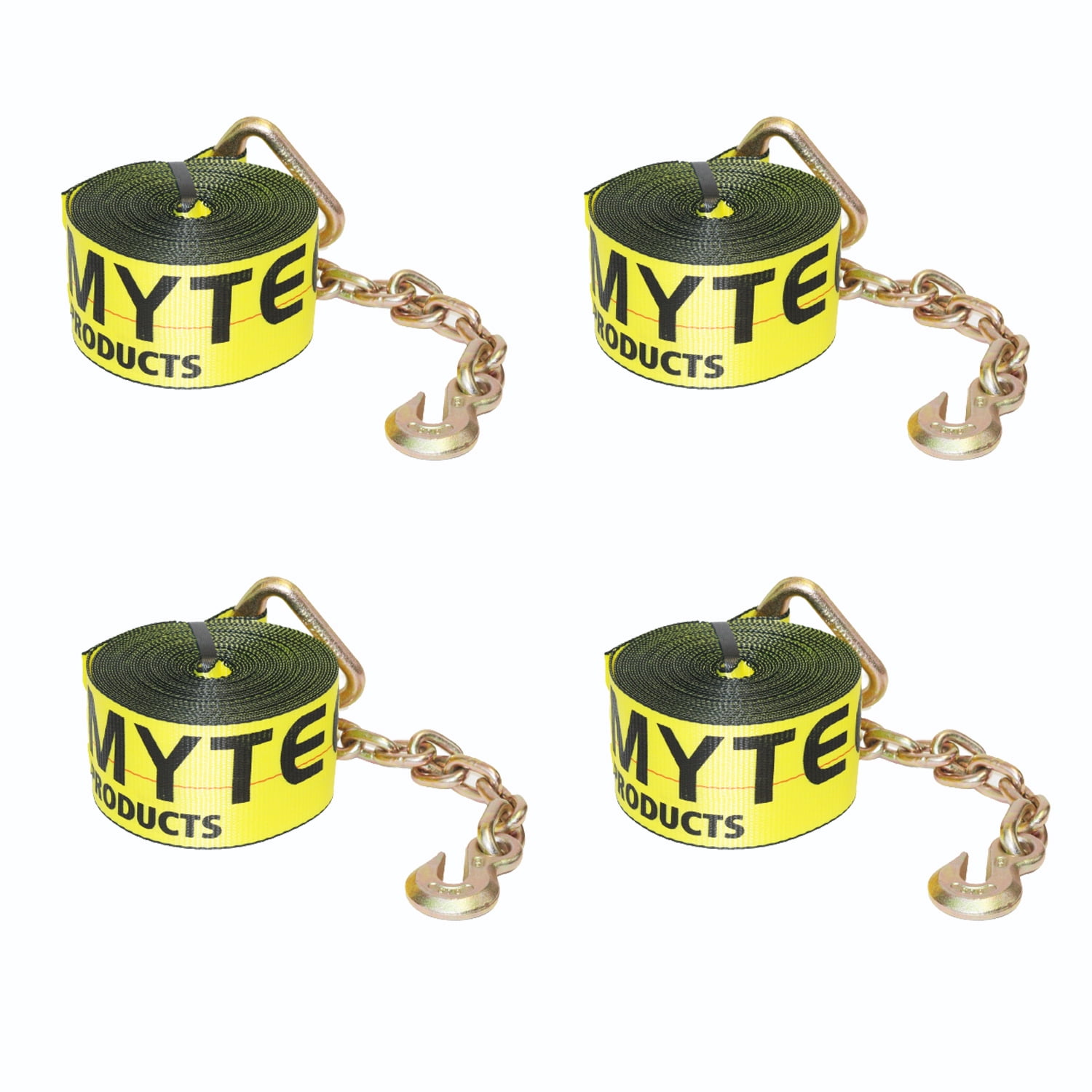 (4 Pack) 3"X30' Winch Straps w/chain, WLL 5000 Flatbed Tie Down Strap ...