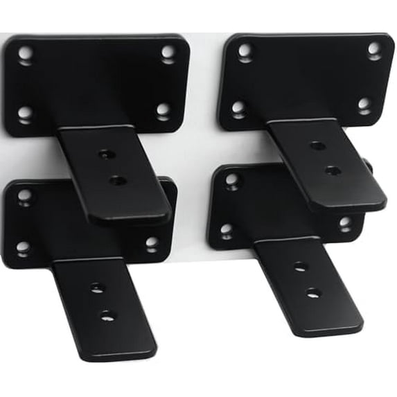 4 Pack - 3 inch Black Hidden L Shelf Bracket (1/5 Inch Thicked) Iron ...