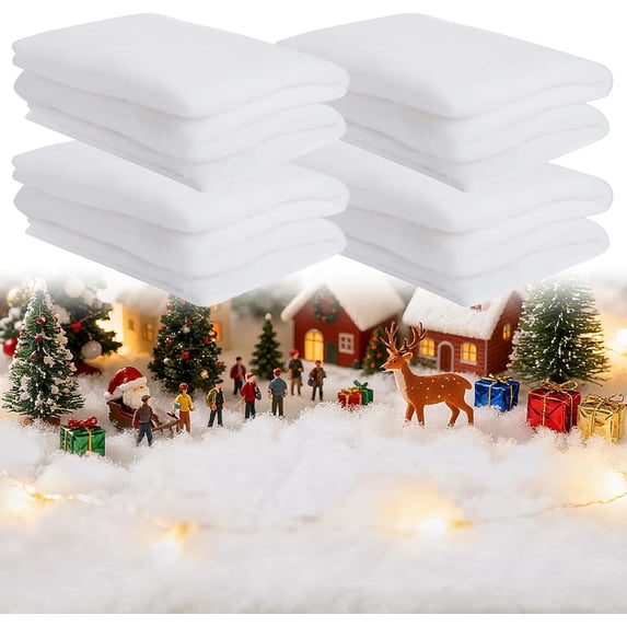 4 Pack 3 x 8 Ft Fake Snow Blanket - Thickened Fluffy Artificial Snow ...