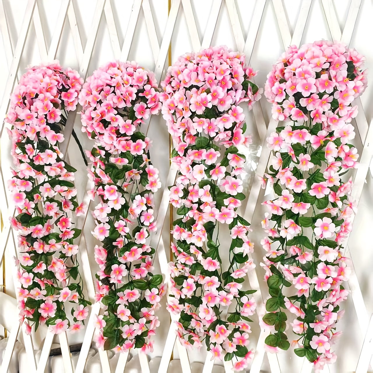 4 Pack 30" Artificial Violet Hanging Flowers, UV Resistant Fake Floral ...