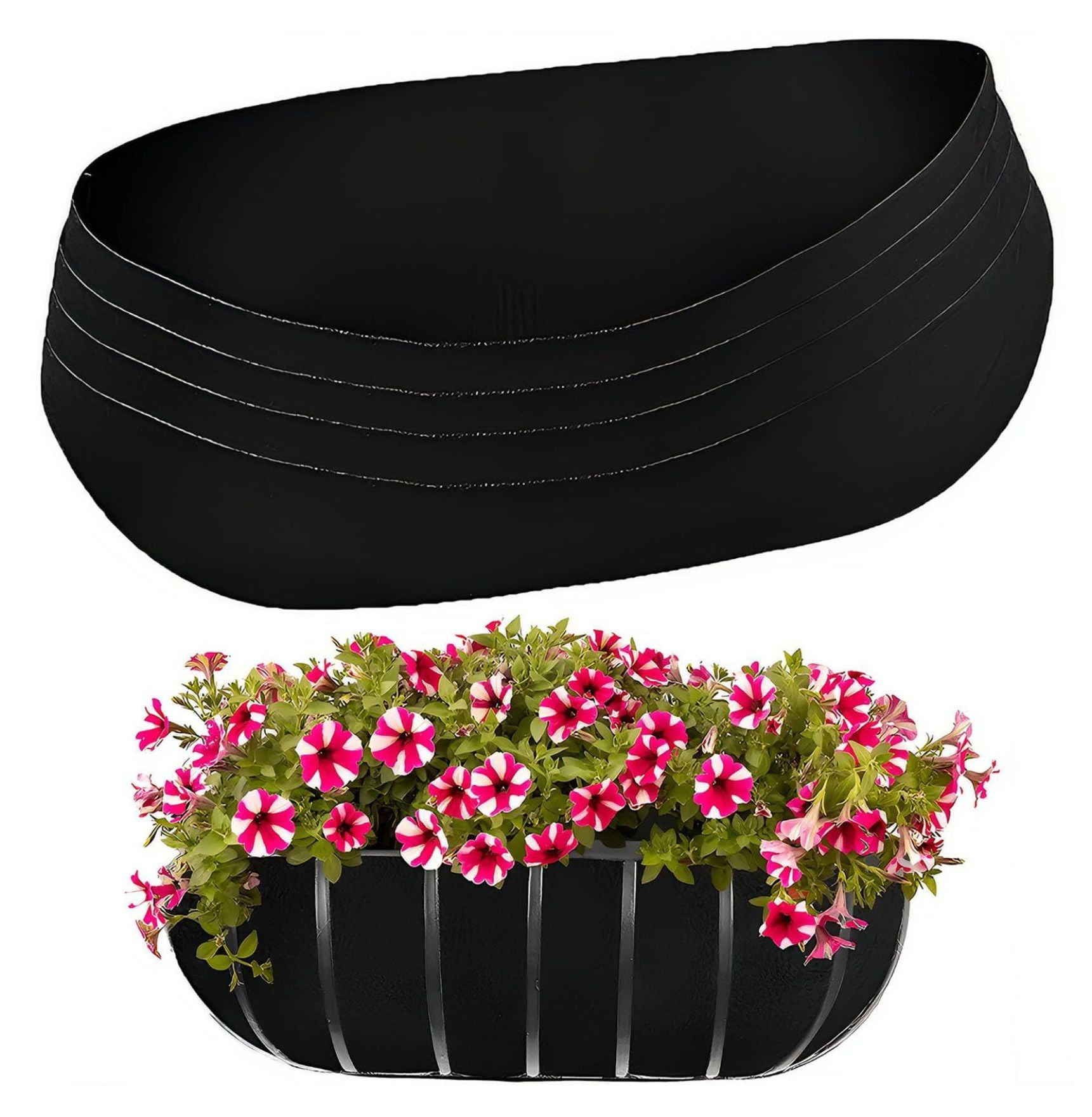 4 Pack 30 Inch Black Felt Window Box Liners- Fabric Trough Planter ...
