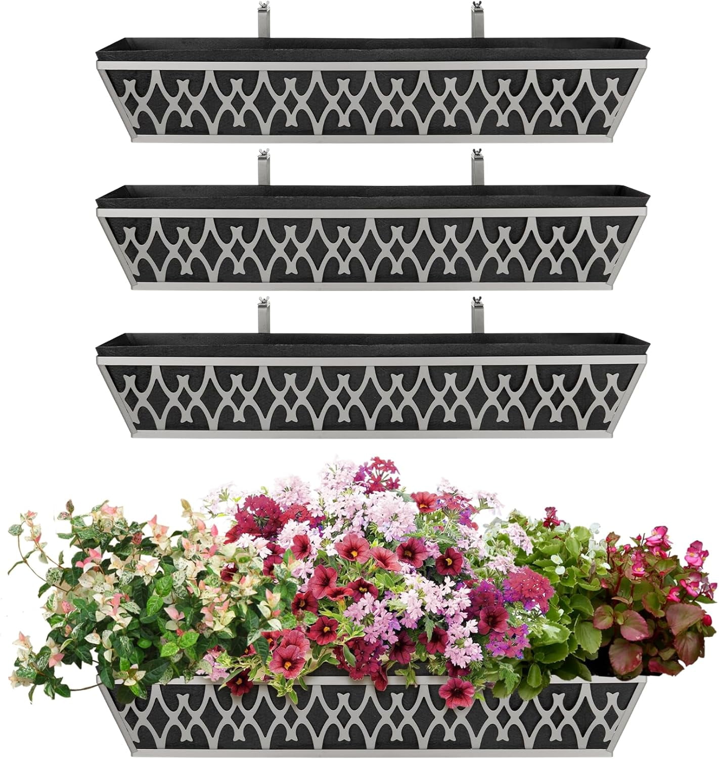 4 Pack 30 Inch Window Boxes Planters Railing Planter Box with ...