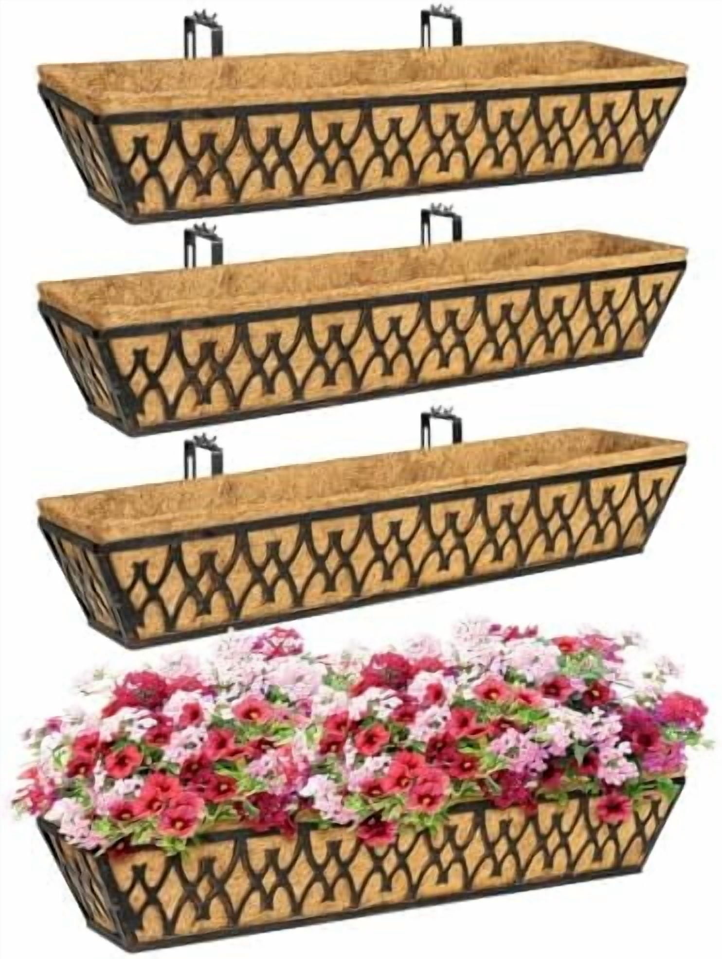 4 Pack 30 Inch Window Boxes Planters Railing Planter Box with ...