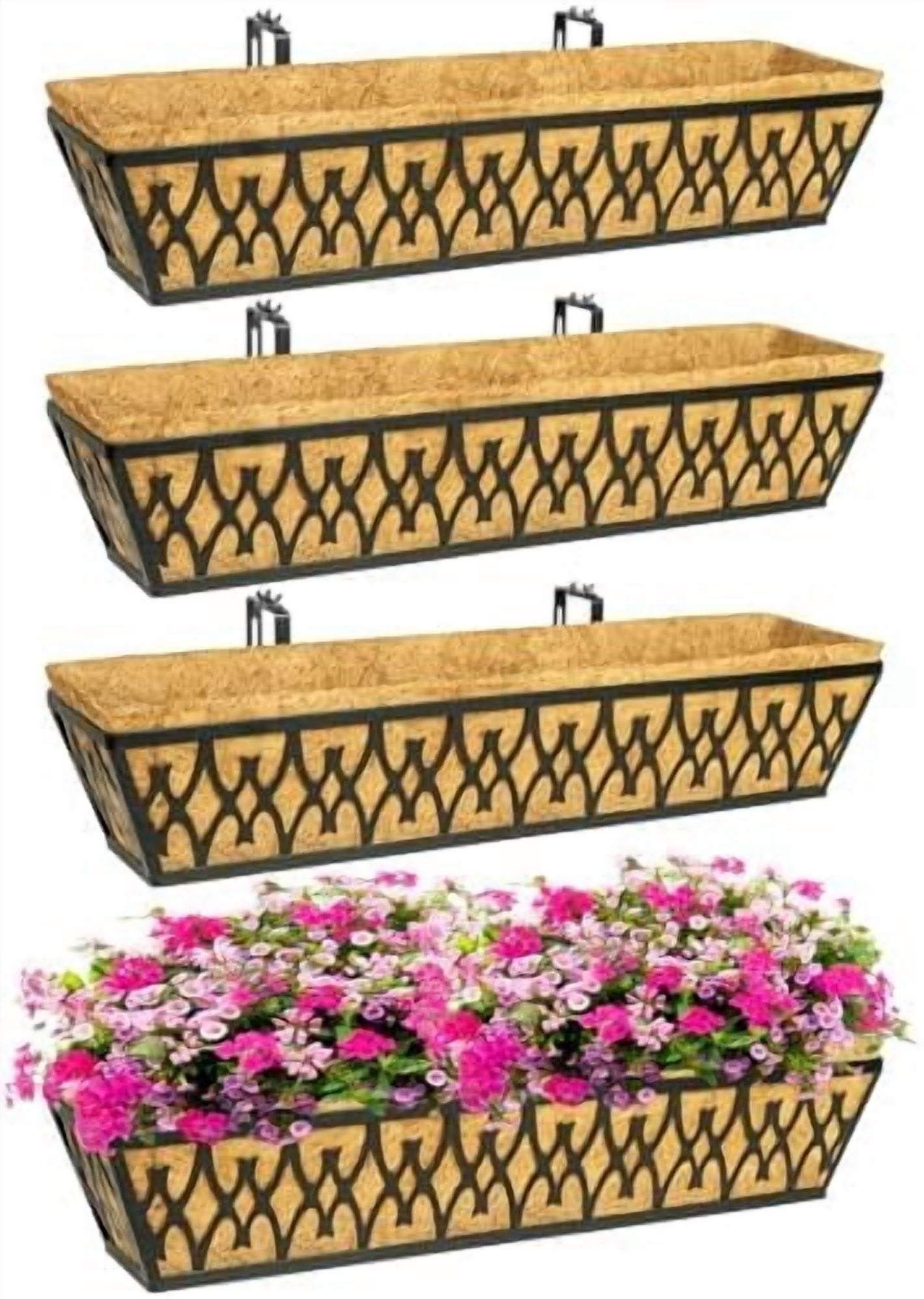 4 Pack 30 Inch Window Boxes Planters Railing Planter Box with ...