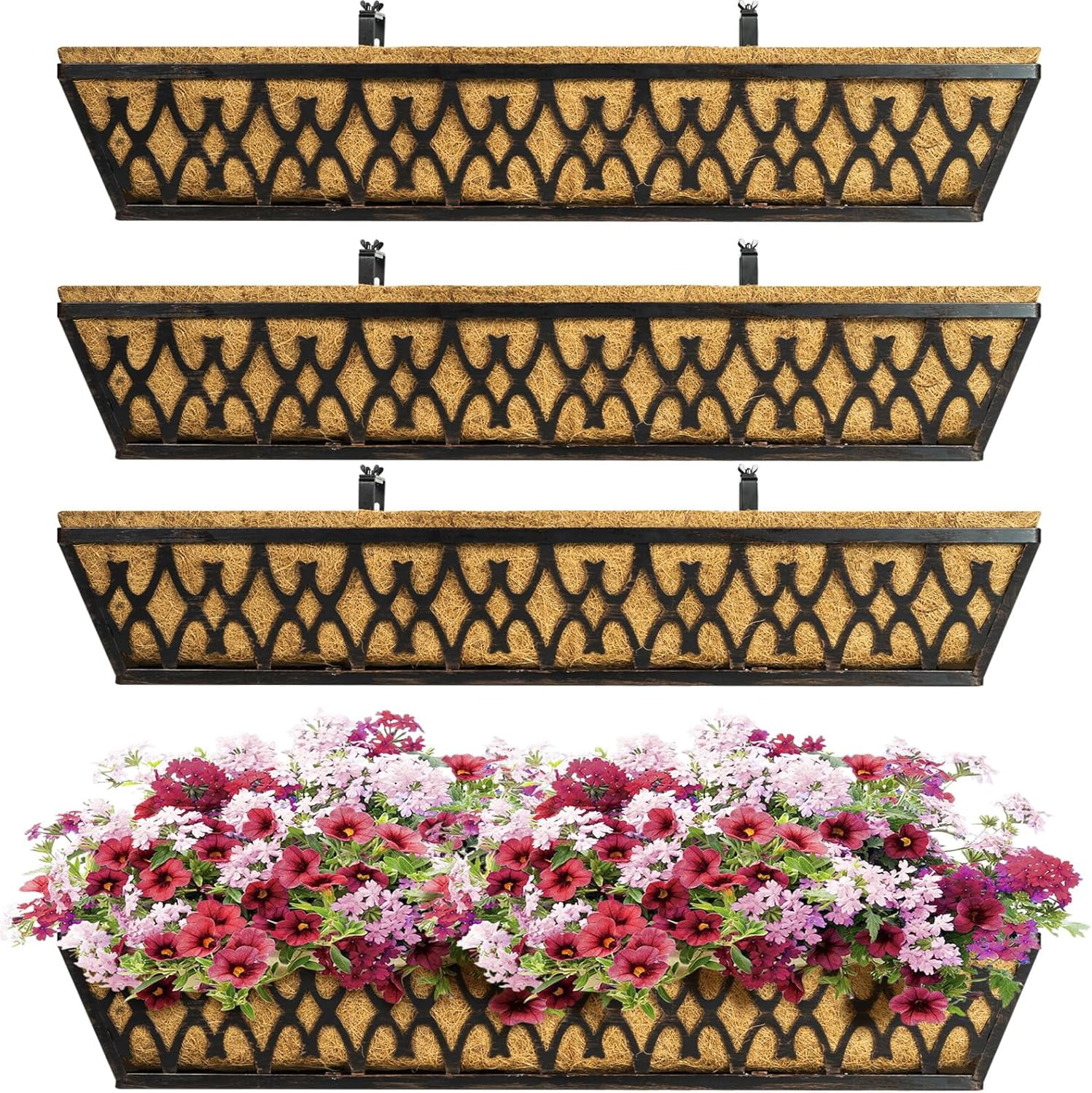 4 Pack 30 Inch Window Boxes Planters Railing Planter Box with ...