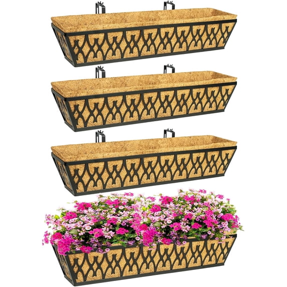 4 Pack 30 Inch Window Boxes Planters Railing Planter Box with ...