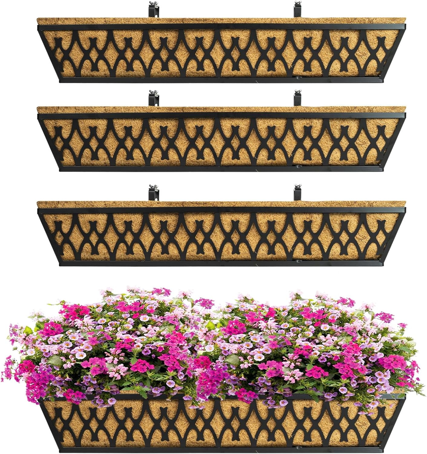 4 Pack 30 Inch Window Boxes Planters Railing Planter Box with ...