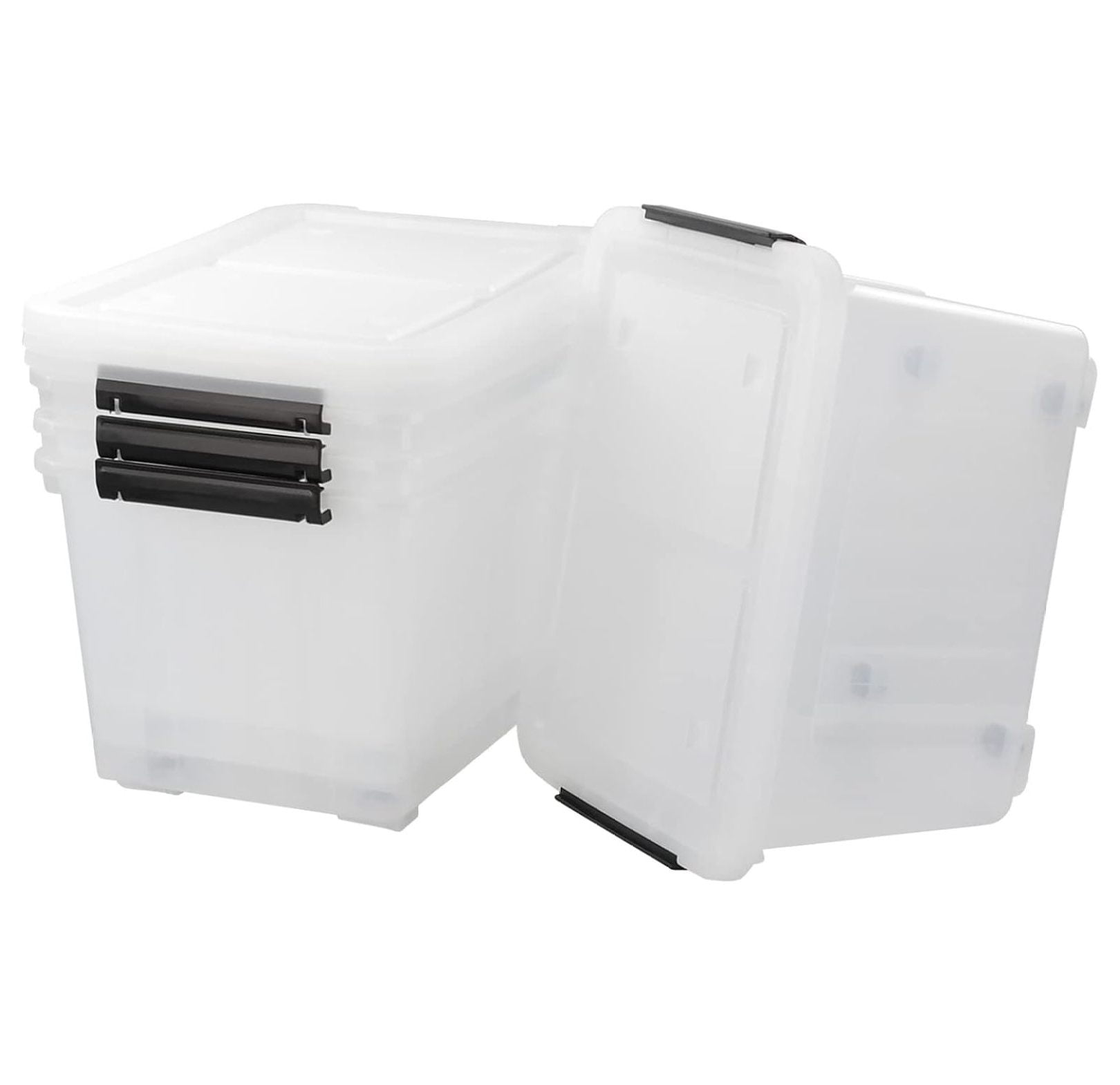 4-Pack 30 L Clear Plastic Storage Box, Large Wheeled Storage Bin with ...